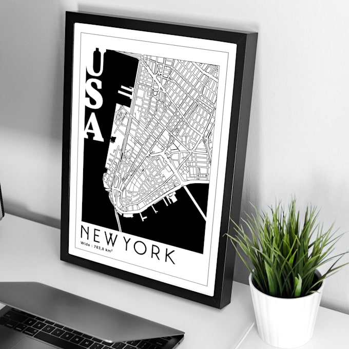 Do map poster design for room by Yupolyvisual | Fiverr