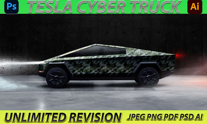 Make a tesla cybertruck wrap design vehicle wrap design any truck wrap ...