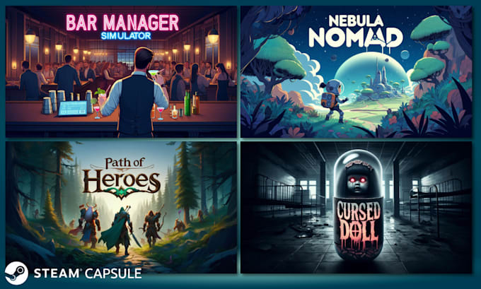 Make custom steam capsule for your game by Nobrain_studio | Fiverr