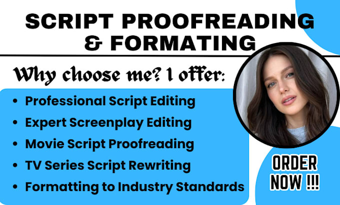 Proofreading, edit and formatting of your screenplay, movie script, tv series by Celeste0123 ...