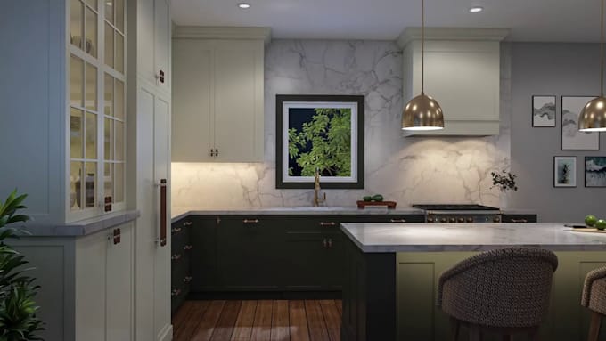 3d kitchen cabinet animation 3d interior design 3d furniture mircowave ...