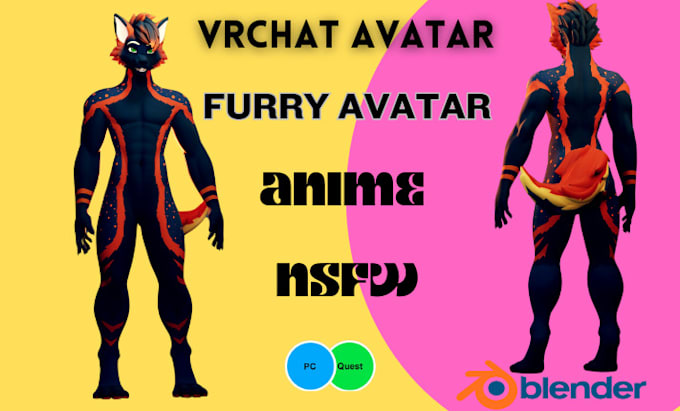 Create custom vrchat avatar furry fursona 3d model vrc vbtuber nsfw rig by Derek_johnson3 | Fiverr