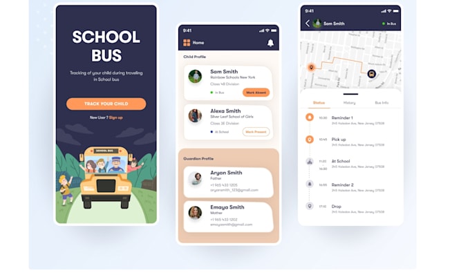 Develop advance school bus tracking app office bus tracking app website ...
