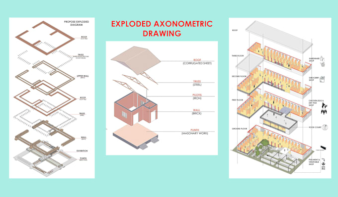 Make architectural exploded axonometric diagram or drawings by Riday772 | Fiverr