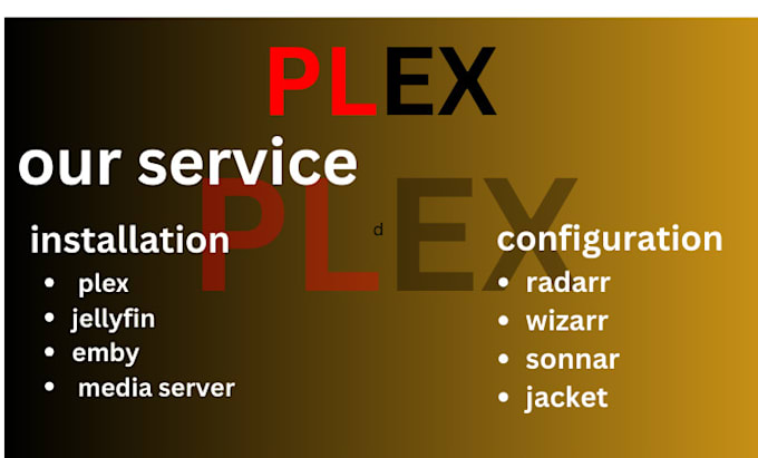 Setup and install your plex media server, emby jellyfin, radarr, sonarr ...