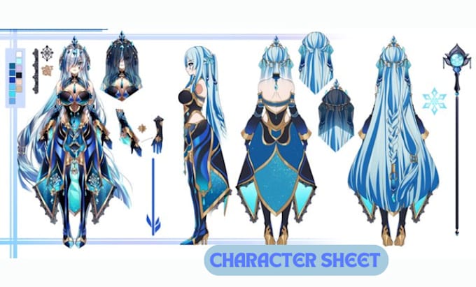 Draw your character reference sheet for vtuber model in anime character ...