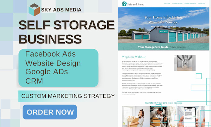 Design self storage website, set up storage unit leads, set storage facility ads by Skyadsmedia ...