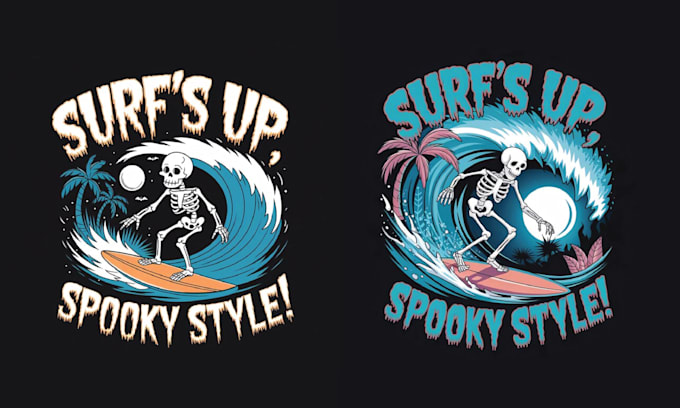 Design summer skeleton horror surfing logo by Tingenin | Fiverr