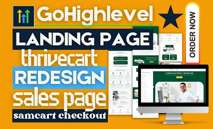 Do gohighlevel sales page thrivecart landing page samcart checkout redesign by Vicreats | Fiverr