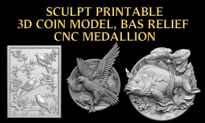 Sculpt custom 3d coin model bas relief design cnc medallion for 3d ...