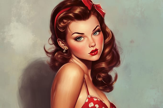 Draw pin up girl and pin up girl illustration by Darelleatman | Fiverr