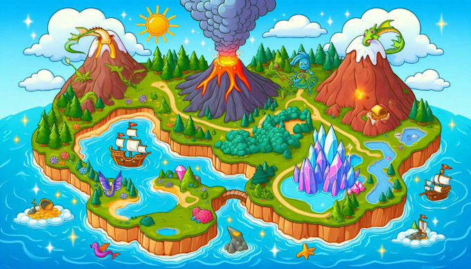 Design cartoon map with custom locations or fantasy event doodle hand ...