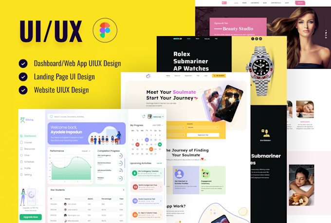 Do uiux design landing page ui website ui dashboard ui design in figma by Parven_hasina | Fiverr