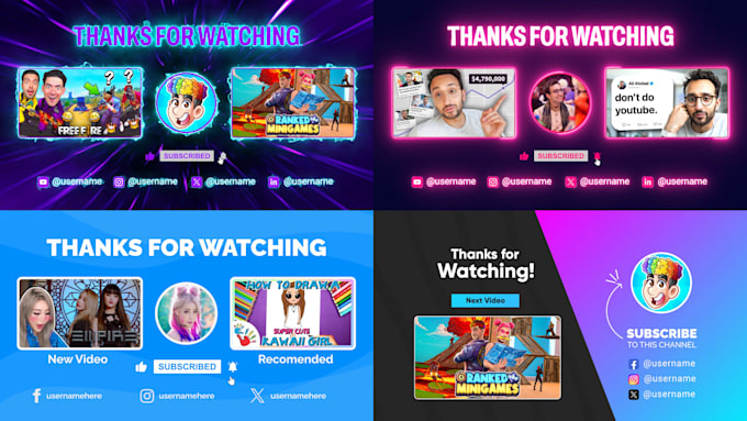 Create youtube intro, outro, end screen and lower thirds by Sheeba8 | Fiverr