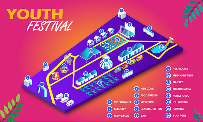 Design festival maps and vector event map illustration by Sakinabibi786 | Fiverr