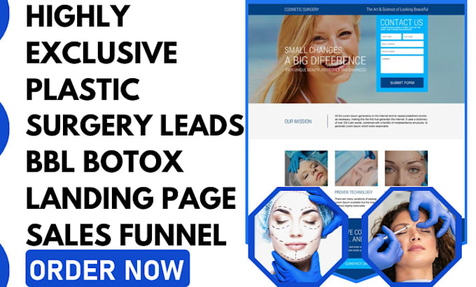 Generate plastic surgery leads cosmetics surgery landing page botox ...