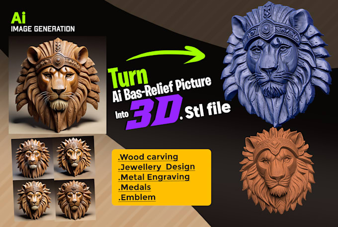 Do basrelief images and convert into 3d relief stl by Bluepix3d | Fiverr
