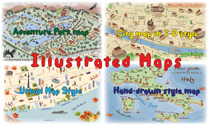 Create a vector illustrated map in a custom style by Nata_mapper | Fiverr