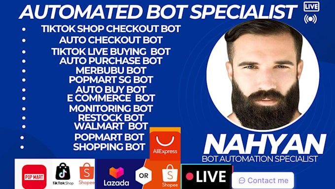 Build auto checkout bot, tiktok buying bot, monitoring bot popmart ... Build auto checkout bot, tiktok buying bot, monitoring bot popmart ...
