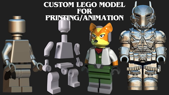 Design custom lego 3d model lego character lego minifigure articulated ...
