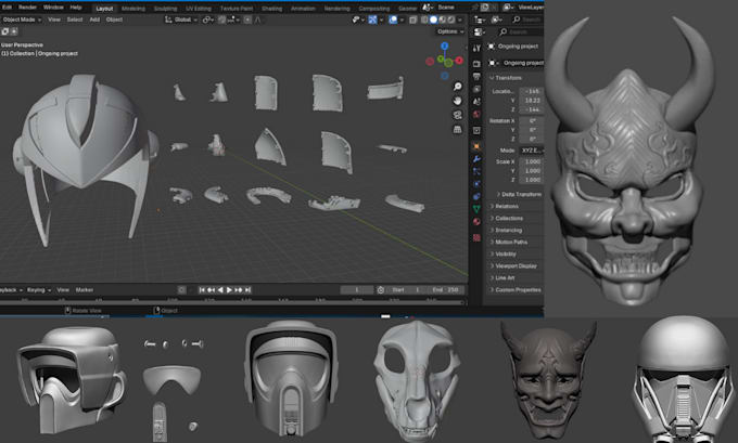 Sculpt 3d mask 3d helmet model based on your reference or idea for 3d ...