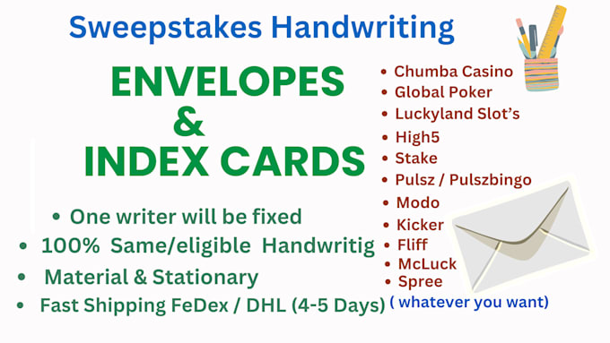Do sweepstakes letters handwriting for you by Letterswriting | Fiverr