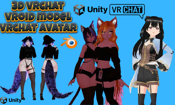 Vrchat 3d personnalisé, plate-forme furry nsfw, personnage vr unity, avatar vrchat, modèle vroid