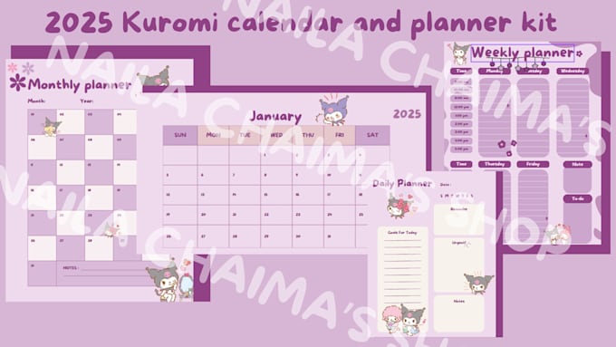 Design sanrio inspired calendars and planners by Neilaab2 | Fiverr