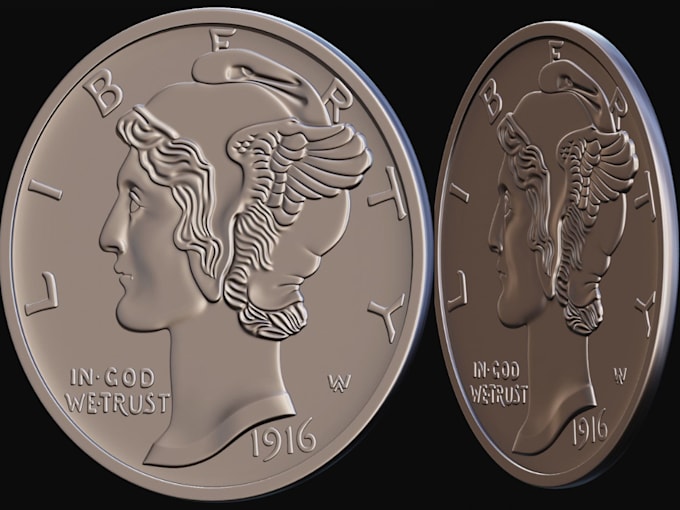 Do 3d printing design, 3d coin model, 3d modeling, figurine in zbrush ...