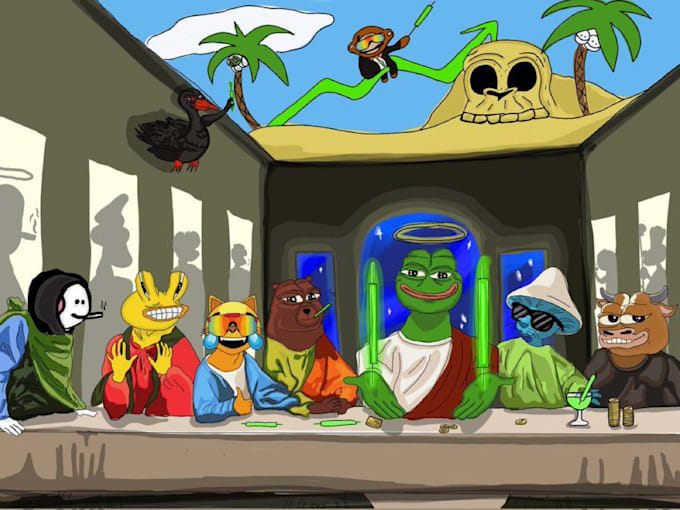 Draw meme coin art crypto token animated gif, cartoon meme coin ...