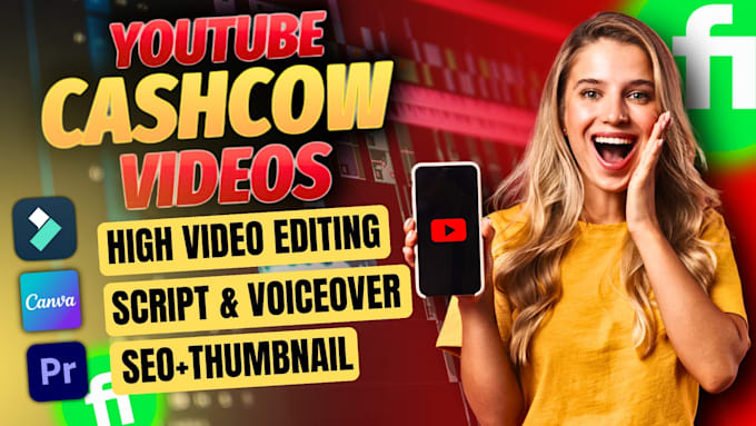 Make 10 cash cow youtube videos with script voiceover thumbnail by Hmza676 | Fiverr