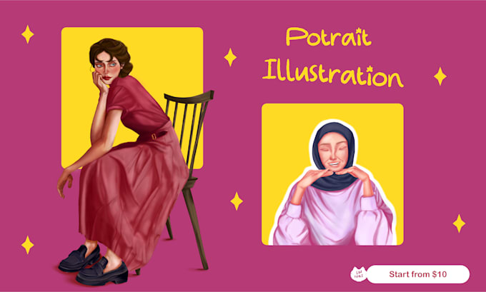 Make personalized illustration potrait artwork by Enhart | Fiverr