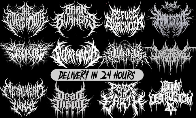 Draw black brutal horror heavy, core death metal logo design for t ...