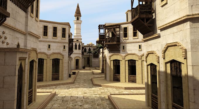 3d architecture, interior garden, church, mosque, school interior and ...