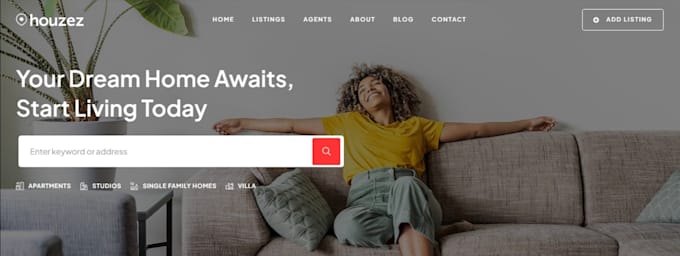 Customize houzez theme, homepress homey theme for your real estate website by Jays_desyns | Fiverr