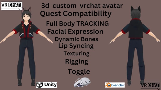 Create custom vrchat avatars including furry avatars 3d anime models ...