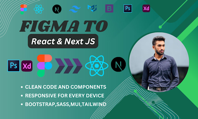 Convert figma to react or next js with tailwind, responsive by ...