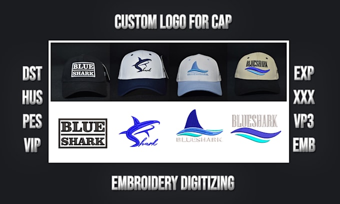 Create a custom logo for caps and embroidery digitizing in dst, pes, jef, emb by Embroiderymania ...