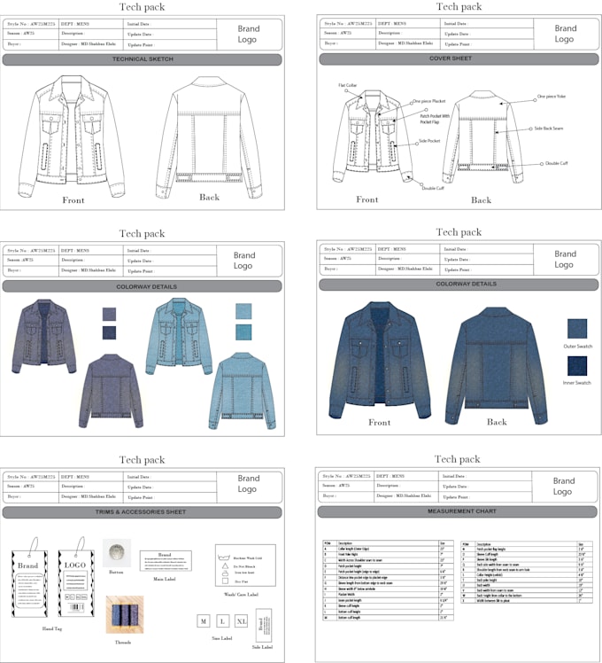 Do professional denim tech pack for your brand for industry by ...