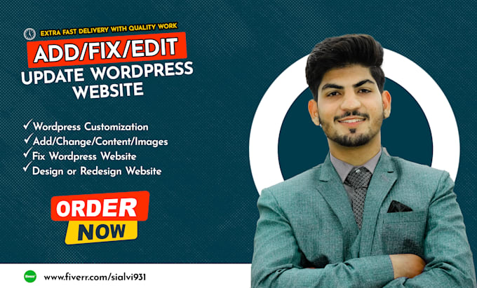 Customize, update and edit wordpress website very quickly by Sialvi931 | Fiverr