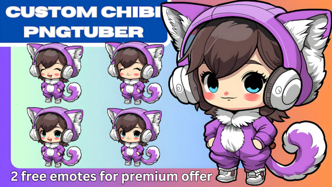 Draw free cute png tuber avatar and pngtuber for streams twitch in chibi style by Petermooner ...