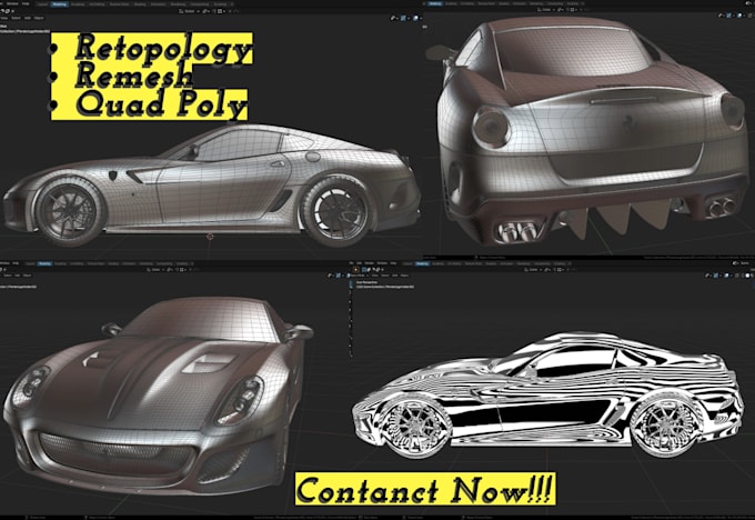 Retopology quad topology remesh uv map unwrapping optimize 3d model in blender by Mohdex56 | Fiverr