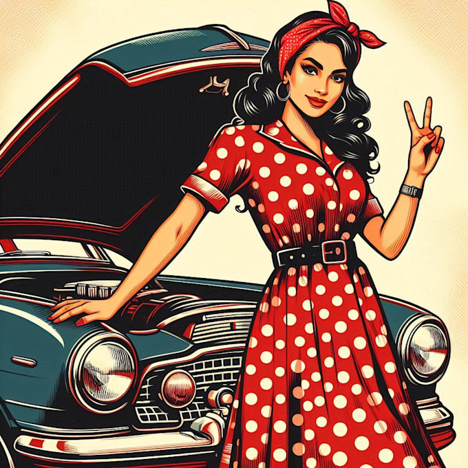 Create pin up girl and pin up girl illustration by Sofeisdvds | Fiverr