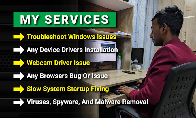 Repair, fix, troubleshoot windows, computer laptop, printer issue remotely by Oracle_it | Fiverr