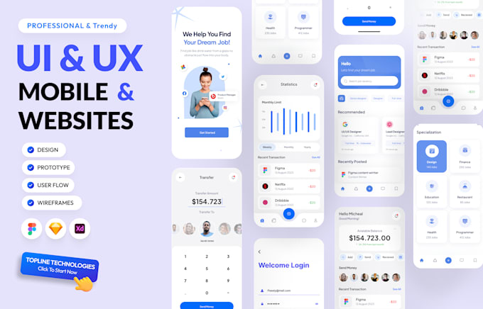 Do ui ux design, website, dashboard, mobile app ui ux design by Hasnainkhan | Fiverr