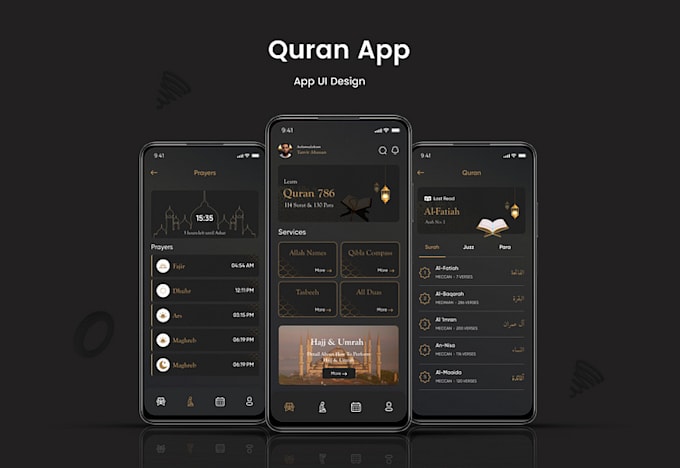 Do ui ux design for quran app mosque app islamic app muslim app prayer ...