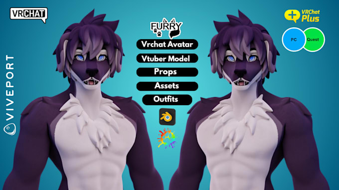 Model quality vr character, vrchat avatar, 3d furry model, 3d vtuber model, nsfw by Nexustudio83 ...