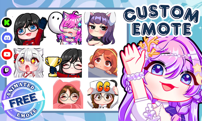 Draw cutes twitch emotes, animated twitch emotes, emotes or sub badges ...