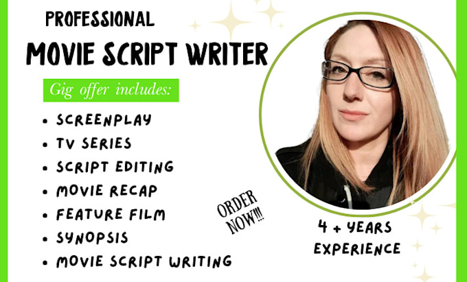 Be your movie scriptwriter, screenplay, screenwriting, film script, tv ...