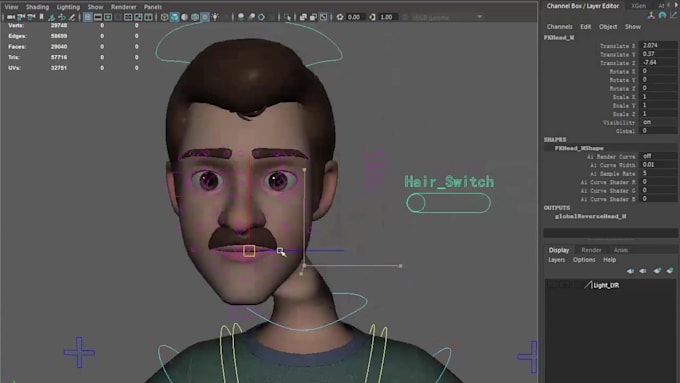 Setup 3d rigging of any style in any software, blendshapes, facial rig ...